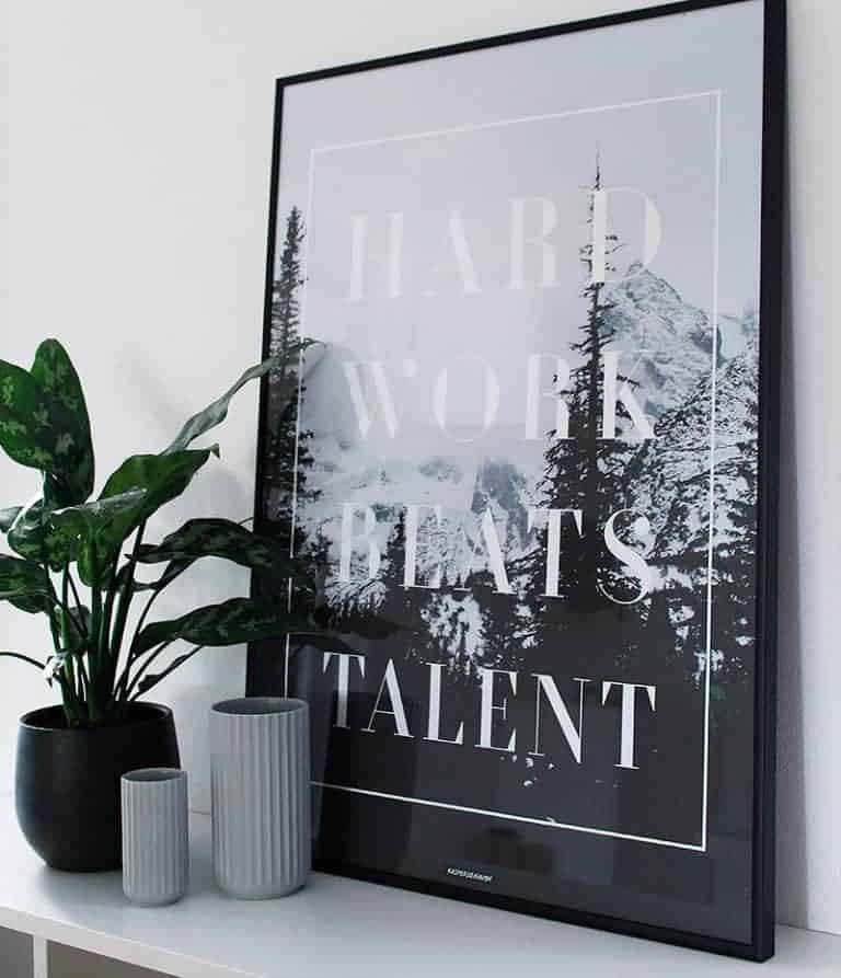 Hard Work | Plakat | Motiverende citat | Køb nordiske plakater